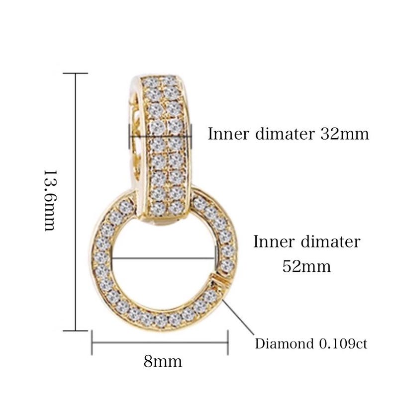 18K Solid Gold Connector Diamonds Bail-pendant Clasp Yellow Gold White ...