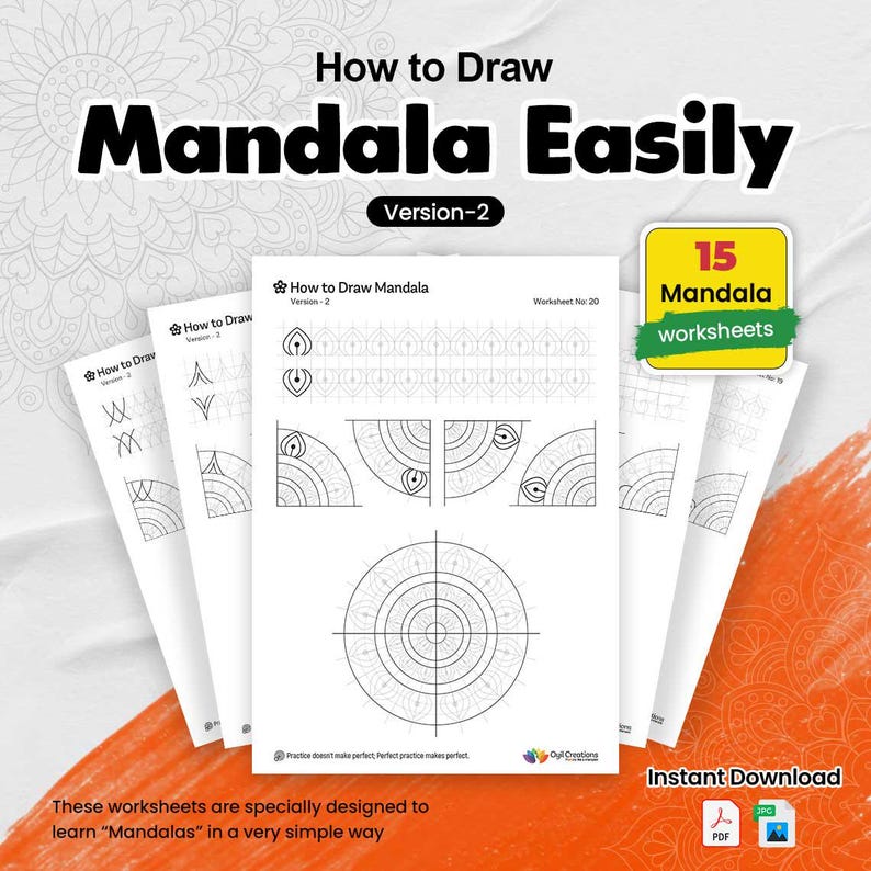 How to Draw Mandala – Version 2 | Step-by-step Traceable Worksheets ...