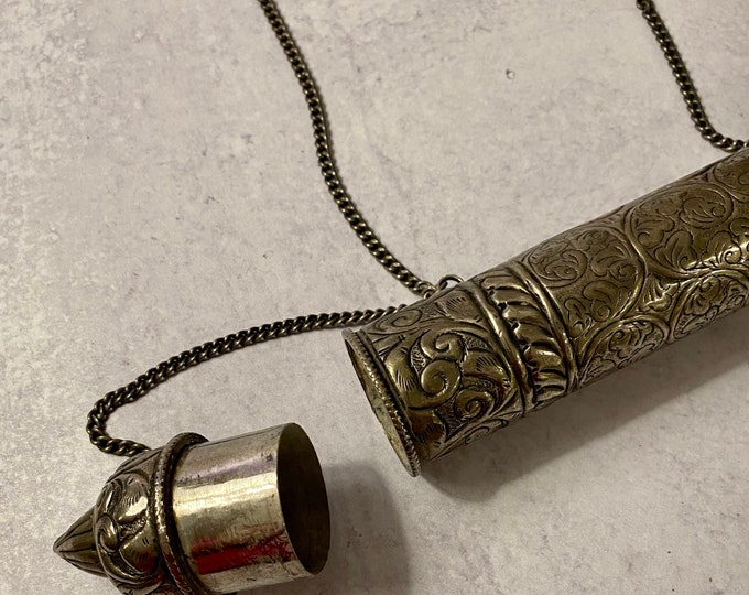 Vintage Tibetan Metal Scroll Tube - Etsy