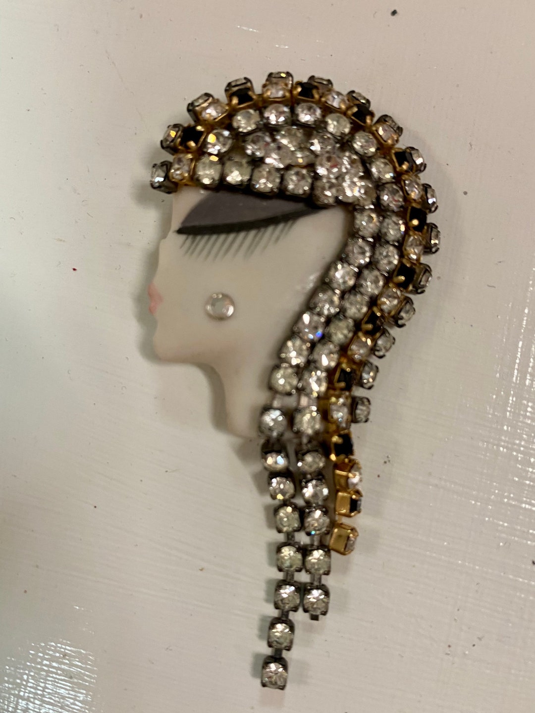 Vintage Art Deco Flapper Girl Brooch Pin - Etsy