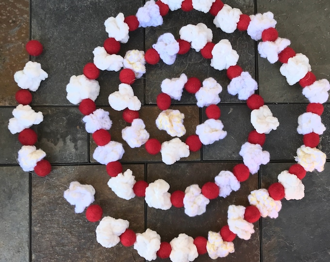 Popcorn and Cranberry Garland Crochet Popcorn and Felted Red Balls - Etsy