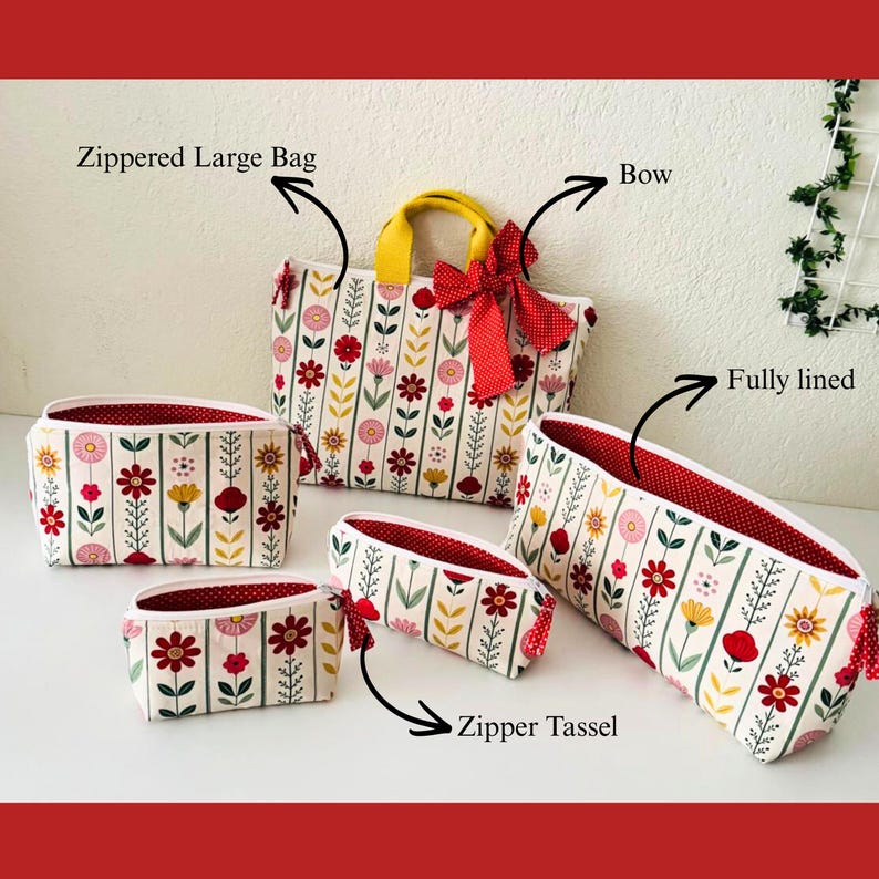 5 Bag Sewing Patterns PDF | Beginner Friendly Tote & Zipper Pouch ...
