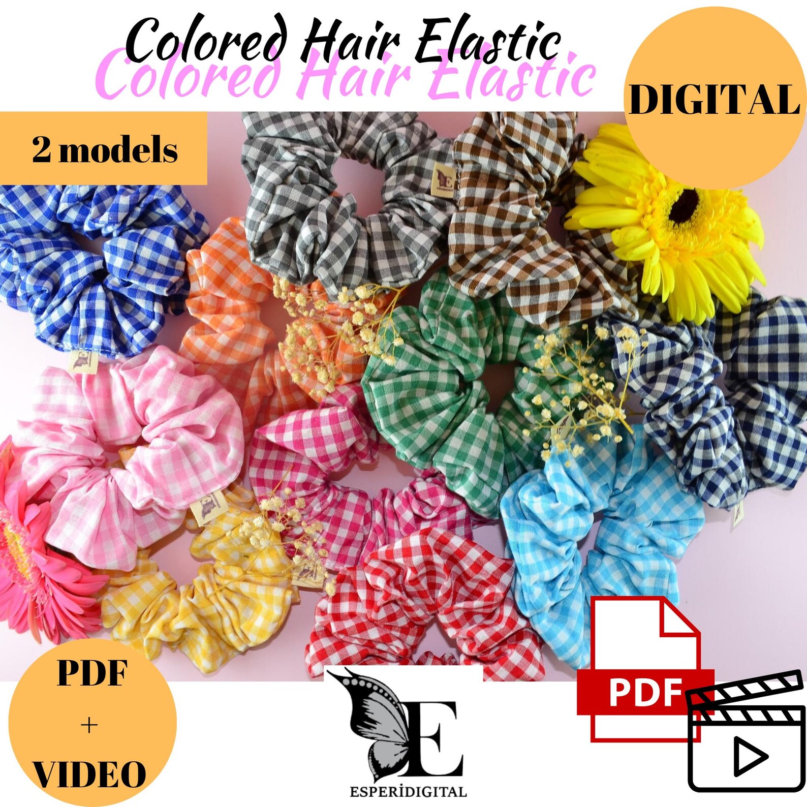 Silk Scrunchies Pattern 2 Models - Colored Hair Elastic -bridal Hair ...