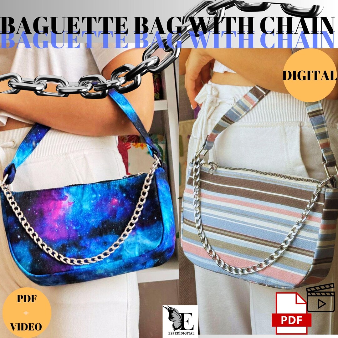 Baguette Bag Pattern With Zipper Chain, Fabric Casual Mini Shoulder ...
