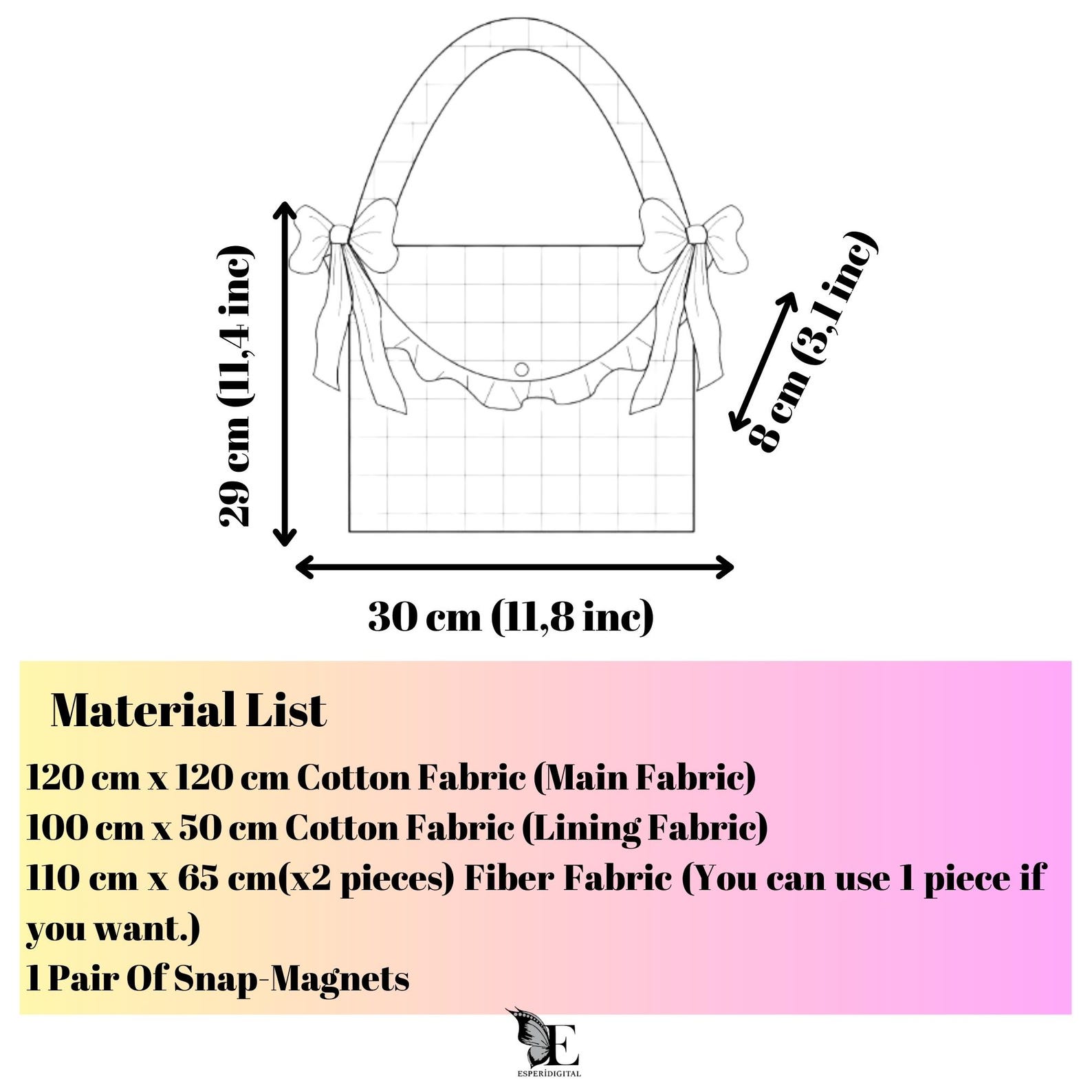 Quilted Bow Ruffle Messenger Bag - PDF Sewing Pattern and Video ...