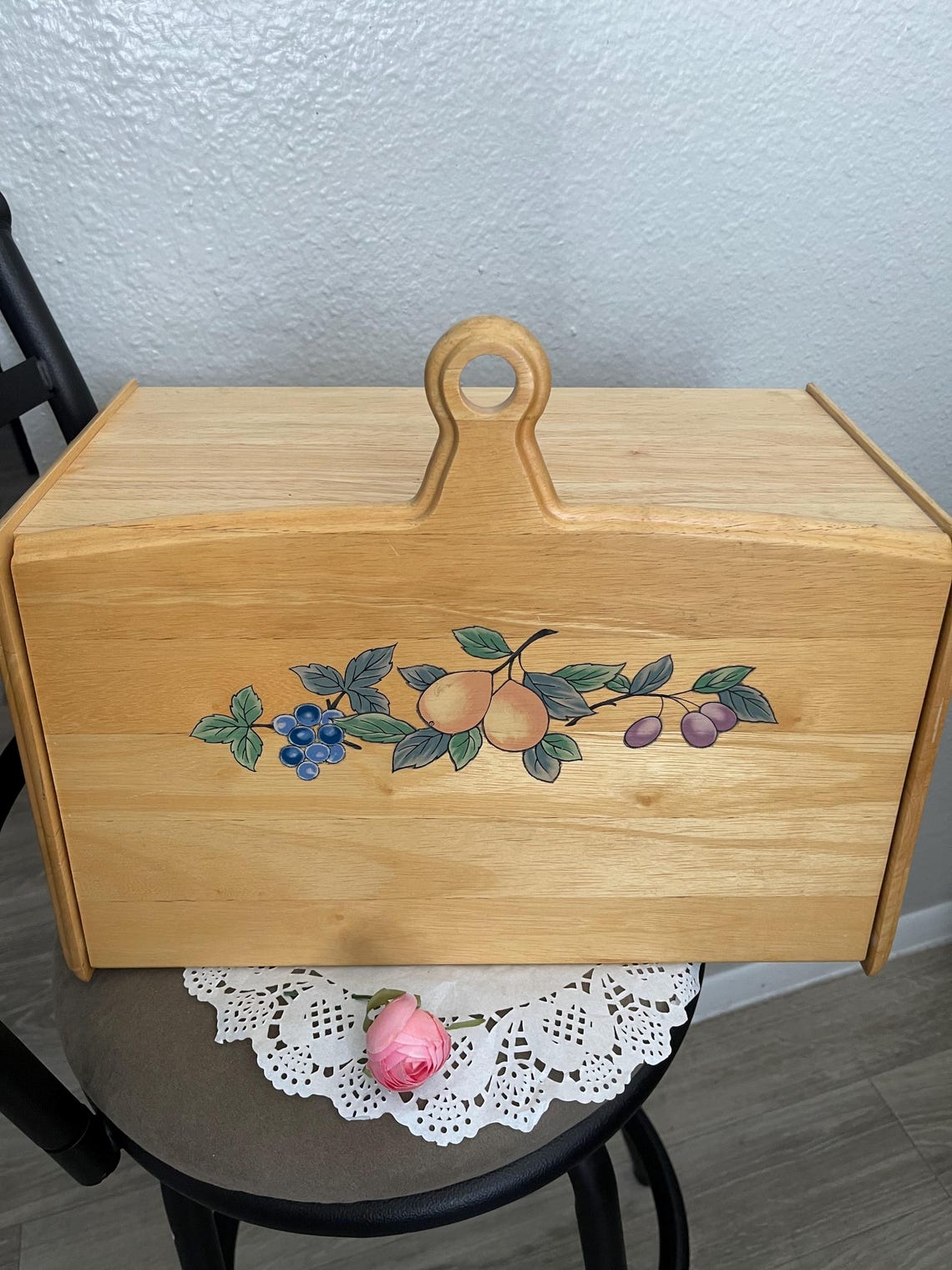 Mikasa Bread Box Vintage Wooden Bread Box Hand Painted Box Collectible ...