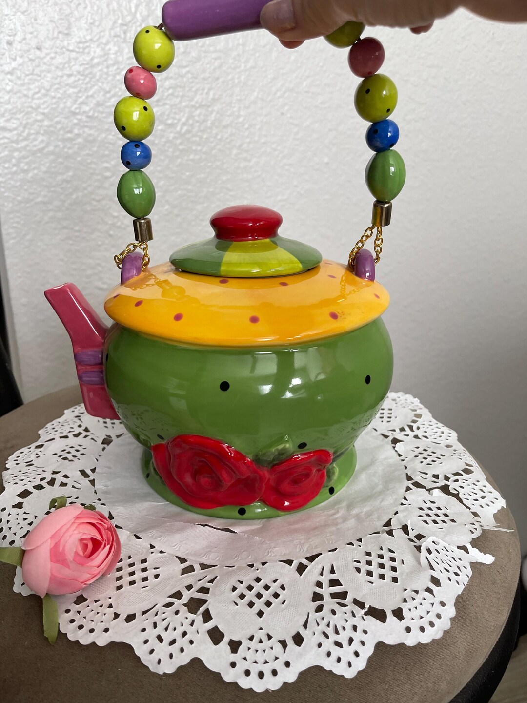 Vintage Beautiful Tea Pot - Unique Decor Tea Pot - Bali Hand Painted ...