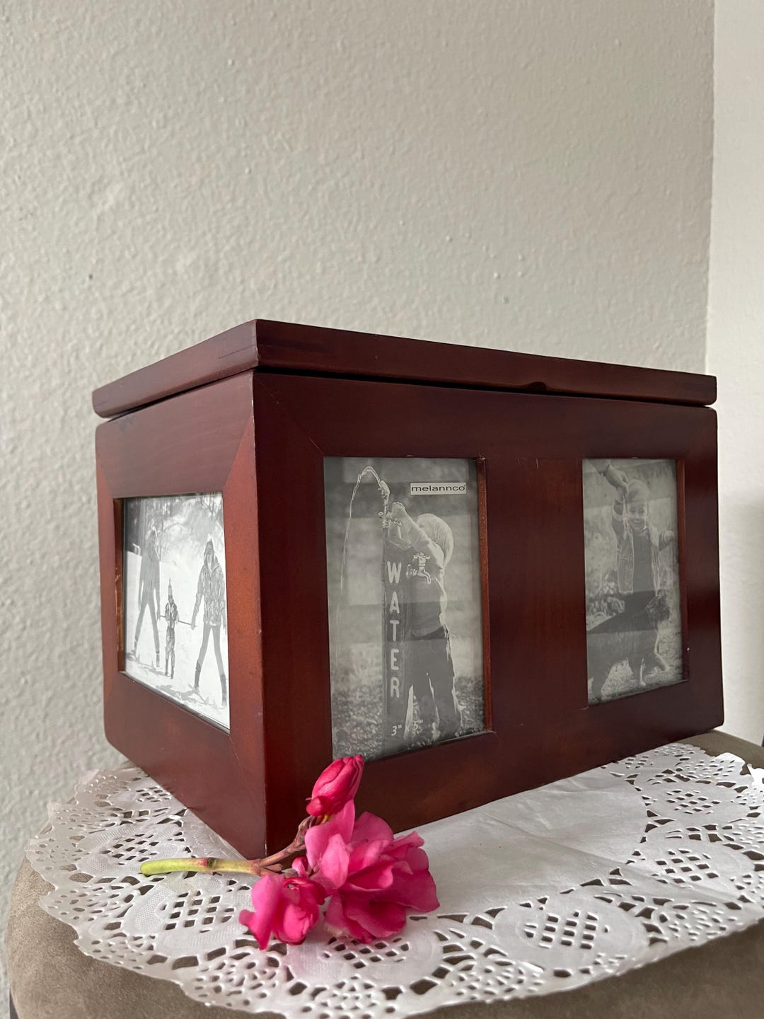 Vintage Wooden Rotates Box Photo Frame - Box Cube for Pictures ...