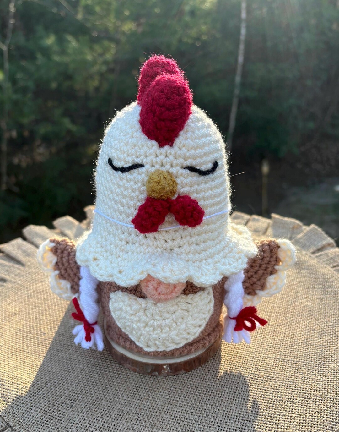 Crochet Hen Gnome Decor Handmade Farmhouse Chicken Gnome Rustic Country ...