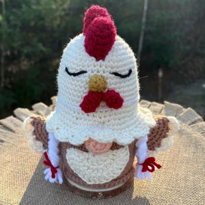 Crochet Hen Gnome Decor Handmade Farmhouse Chicken Gnome Rustic Country ...