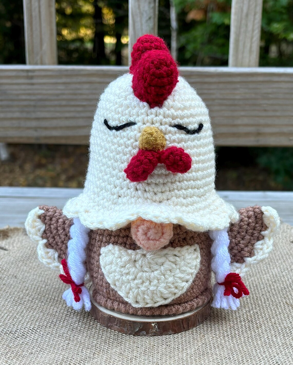 Crochet Hen Gnome Decor Handmade Farmhouse Chicken Gnome Rustic Country ...
