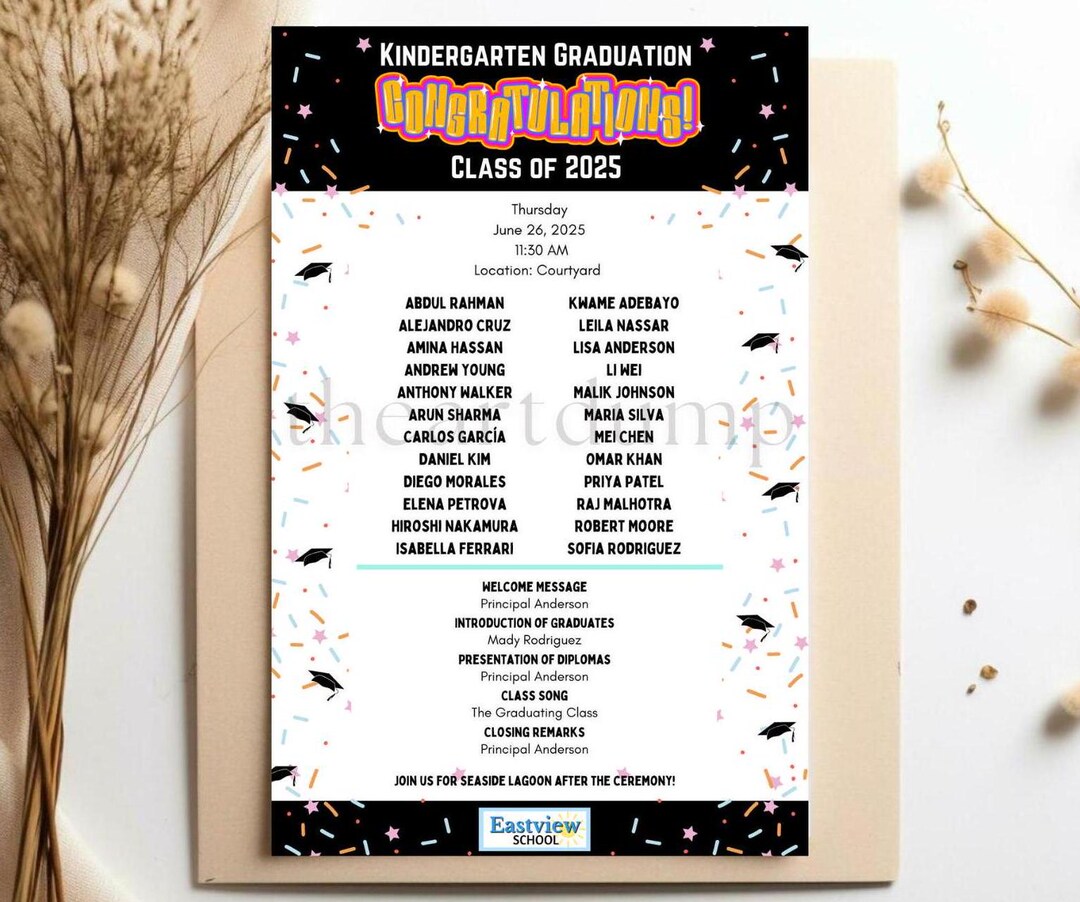 Editable School Graduation Program Template Printable Graduation ...