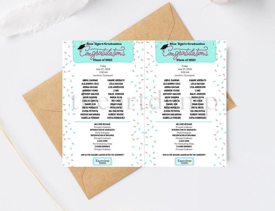 Editable School Graduation Program Template Printable Graduation ...