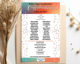 Editable School Graduation Program Template Printable Graduation ...