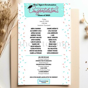 Editable School Graduation Program Template Printable Graduation ...