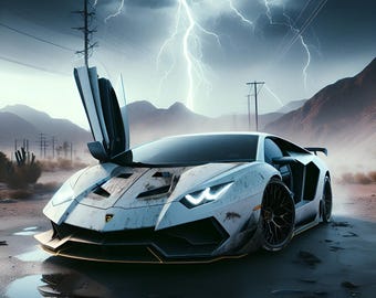 Lamborghini in A Thunder Storm Series Vol I - Etsy