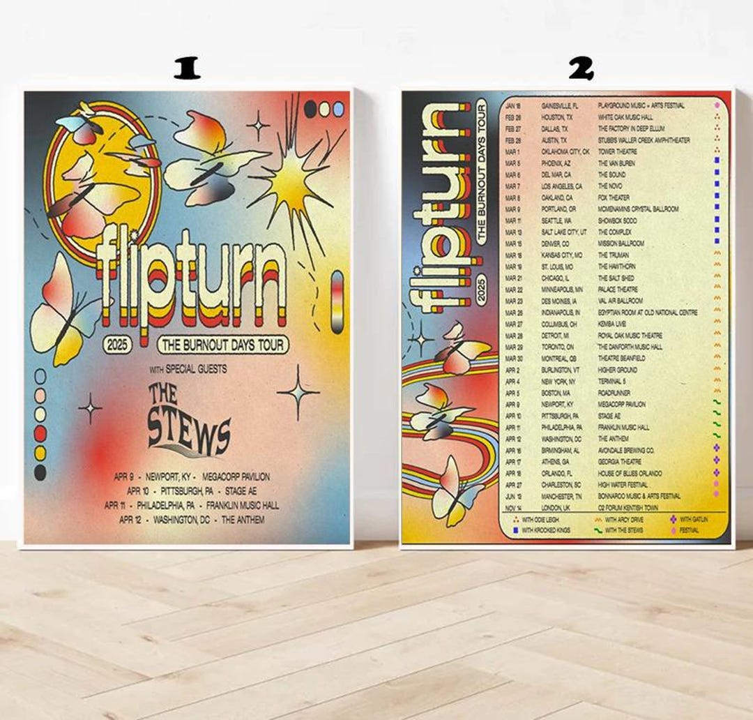 Show Flipturn Mar & Apr the Burnout Days Tour Poster 2025 - Etsy