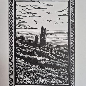 Linocut Print 4 - Standing Stone Coastline - Etsy
