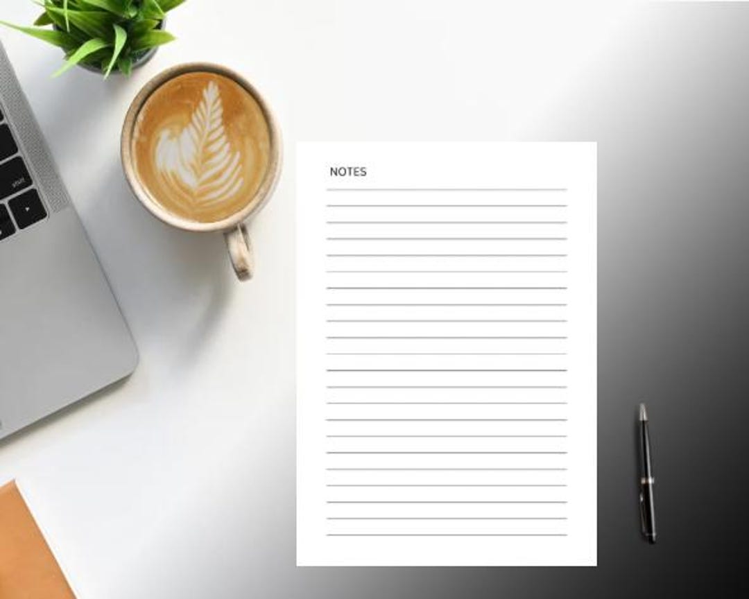 Notes Page Printable, Lined Notes Template, Note Taking, Writing Paper ...