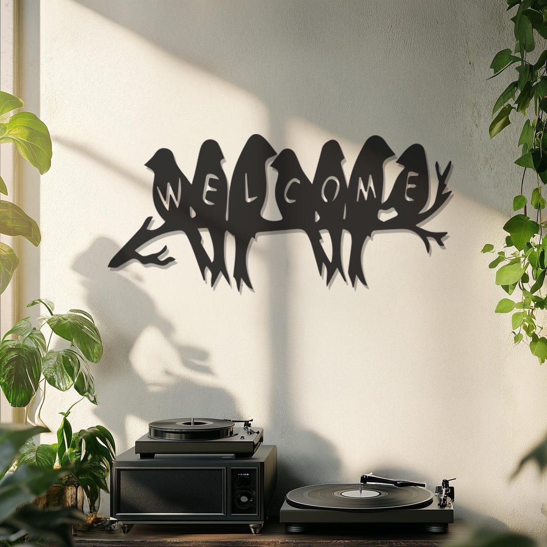 Welcome Birds Metal Wall Art, Nature-inspired Entryway Sign, Rustic ...