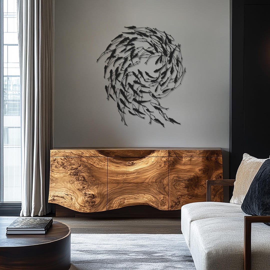 Metal Fish Wall Art Decor, Fish Family Wall Sign, Flock of Fish Sign ...