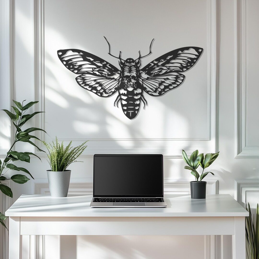 Skull Moth Metal Wall Art, Gothic Wall Decor, Silence of the Lamb Metal ...