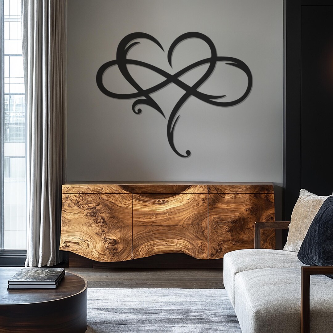 Infinity Heart Metal Wall Decor, Metal Heart Wall Art, Minimalist Wall ...