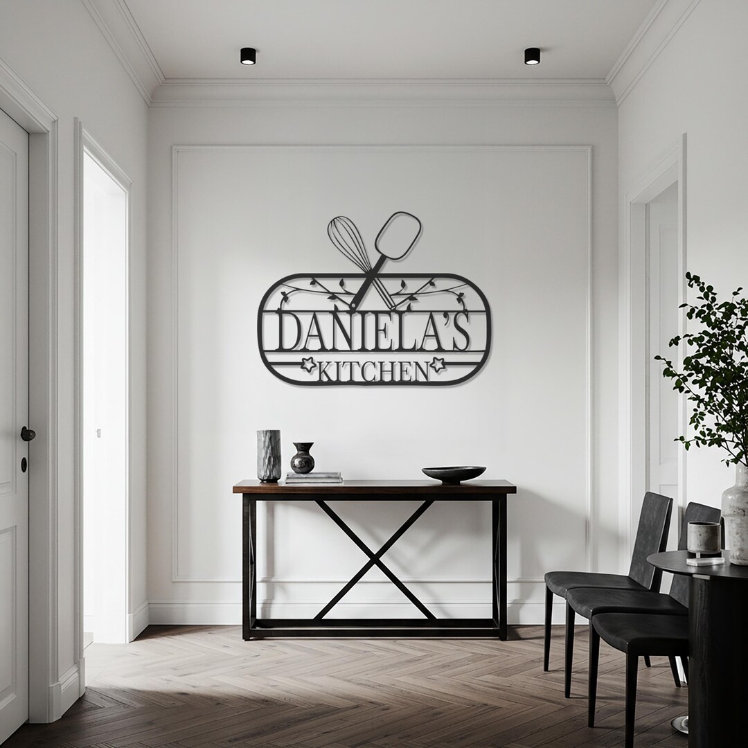 Personalized Kitchen Metal Wall Art – Custom Name Kitchen Sign With ...