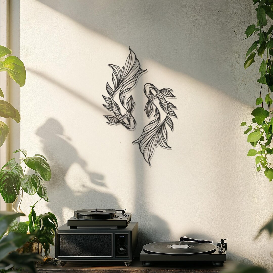 Koi Fish Metal Wall Art, Large Wall Decor, Minimalist Metal Fish Sign ...
