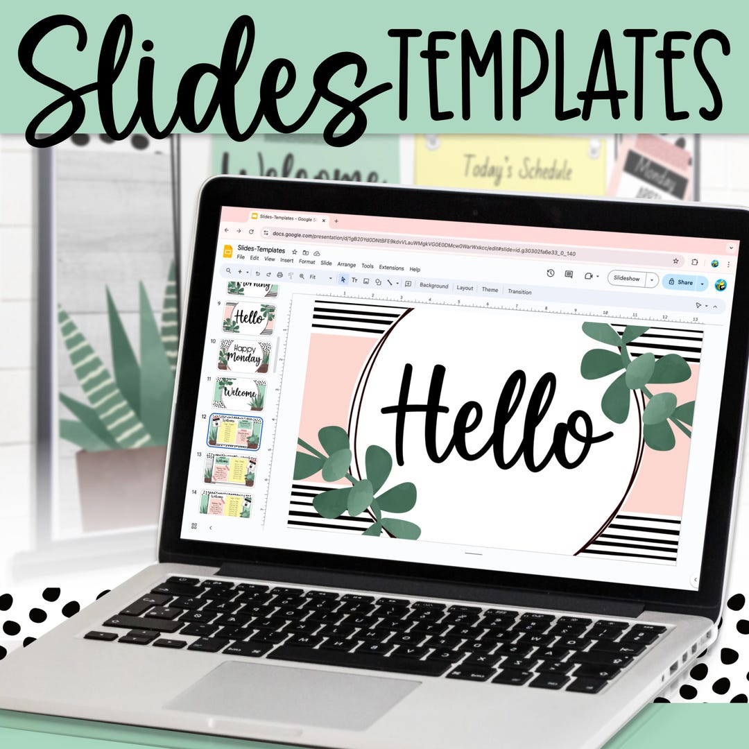 Slides Editable Daily Agenda Templates {BOHO Dots & Succulent Plants ...