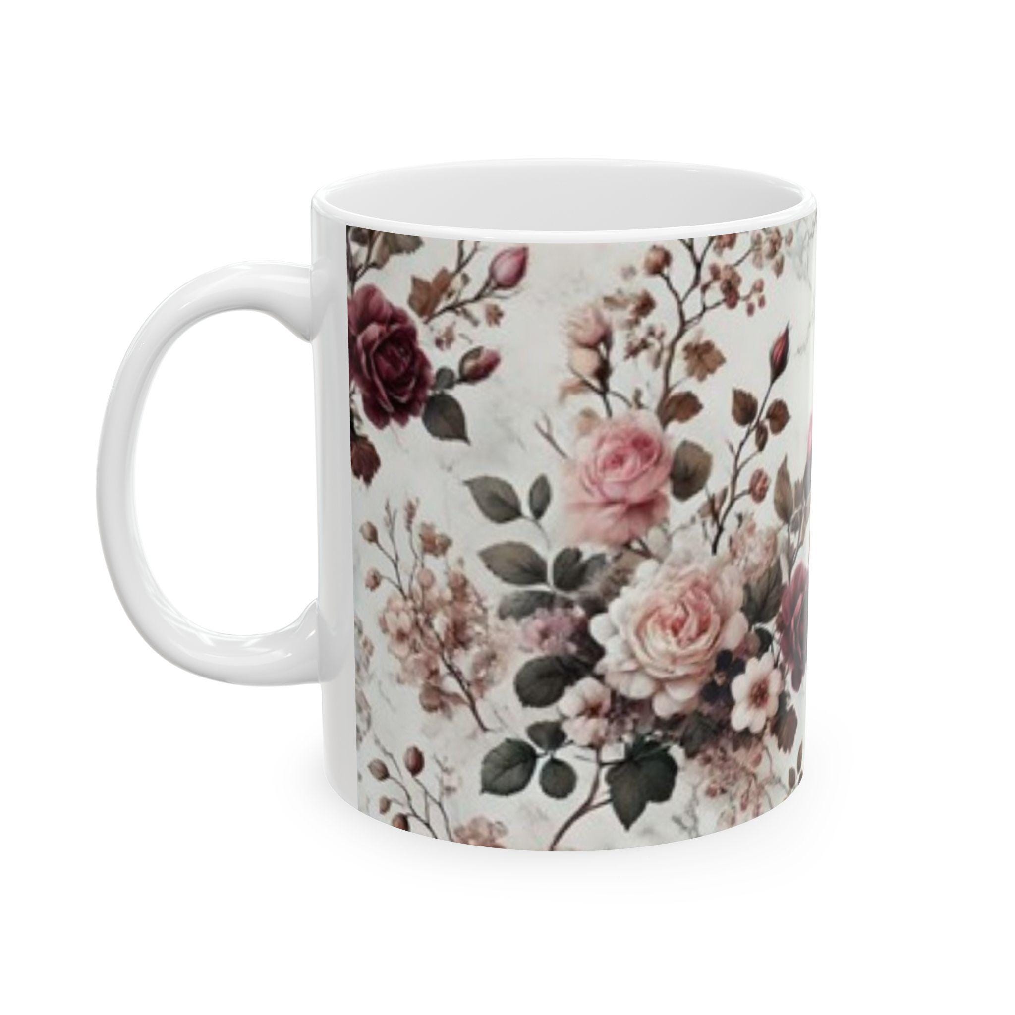 Floral Bloom Roses Mug, Rose Lovers Mug, Popular Drinkware, Friend Gift ...