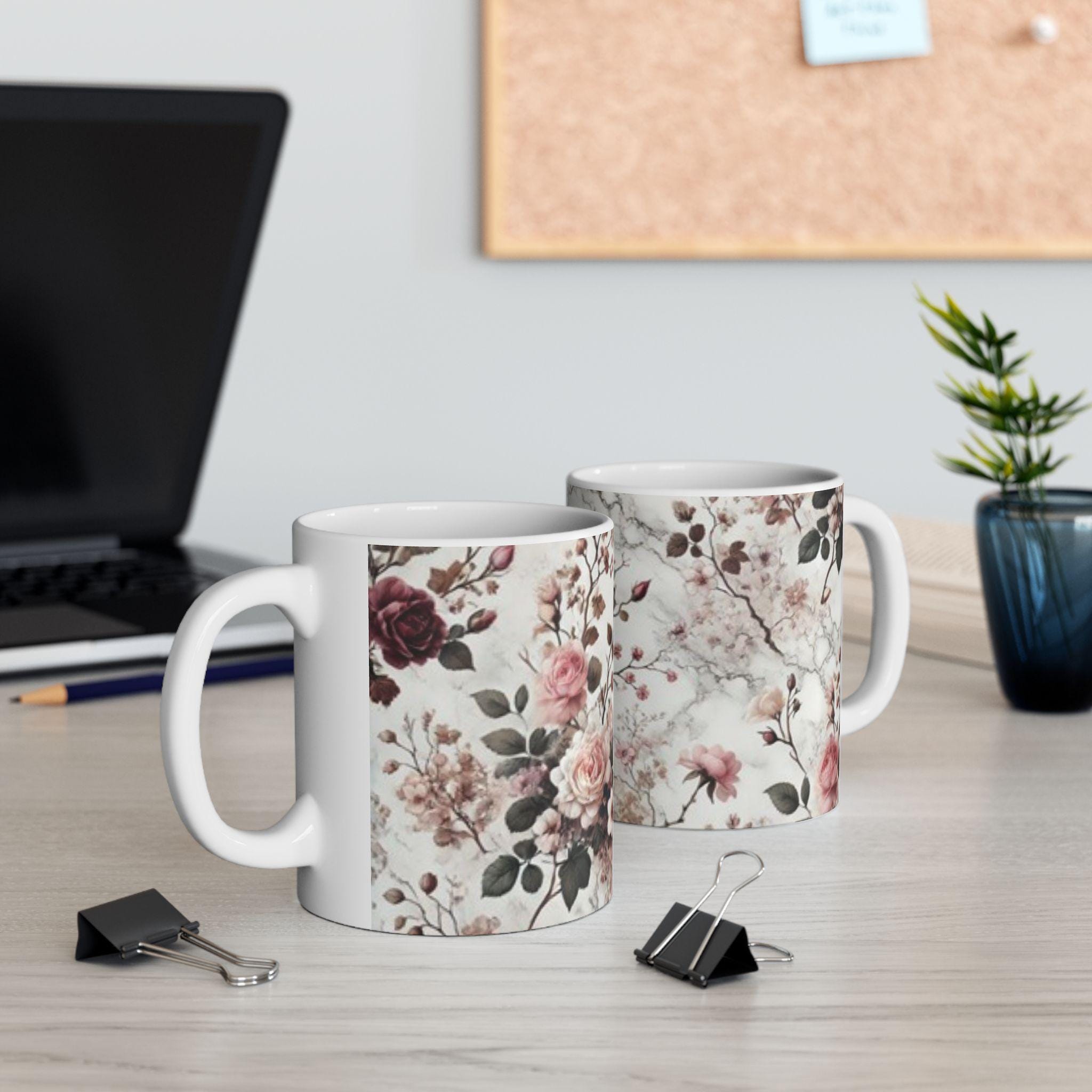 Floral Bloom Roses Mug, Rose Lovers Mug, Popular Drinkware, Friend Gift ...