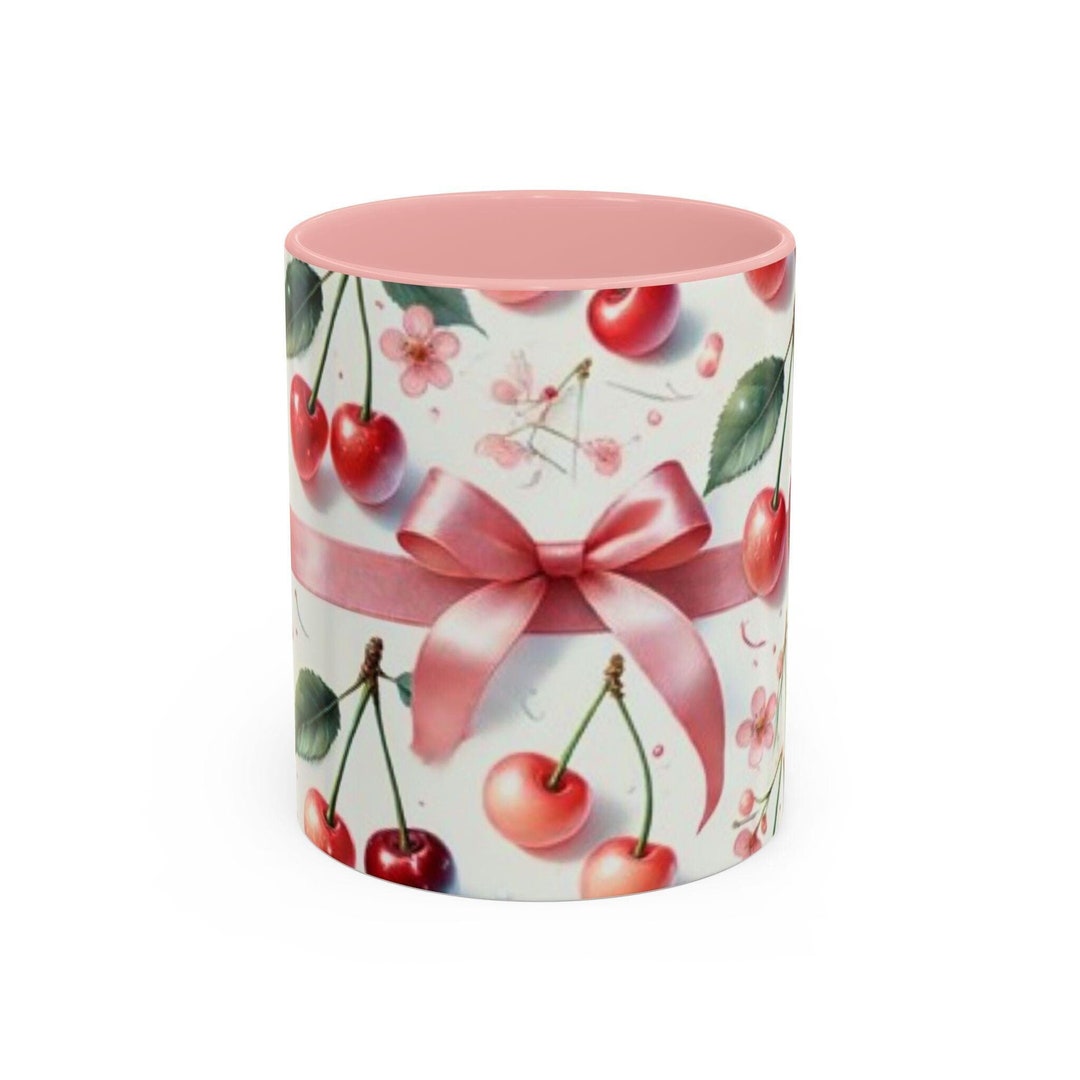 Cherries and Ribbon Mug, Cherry Lovers Mug, Best Sellers Mugs, Gift for ...