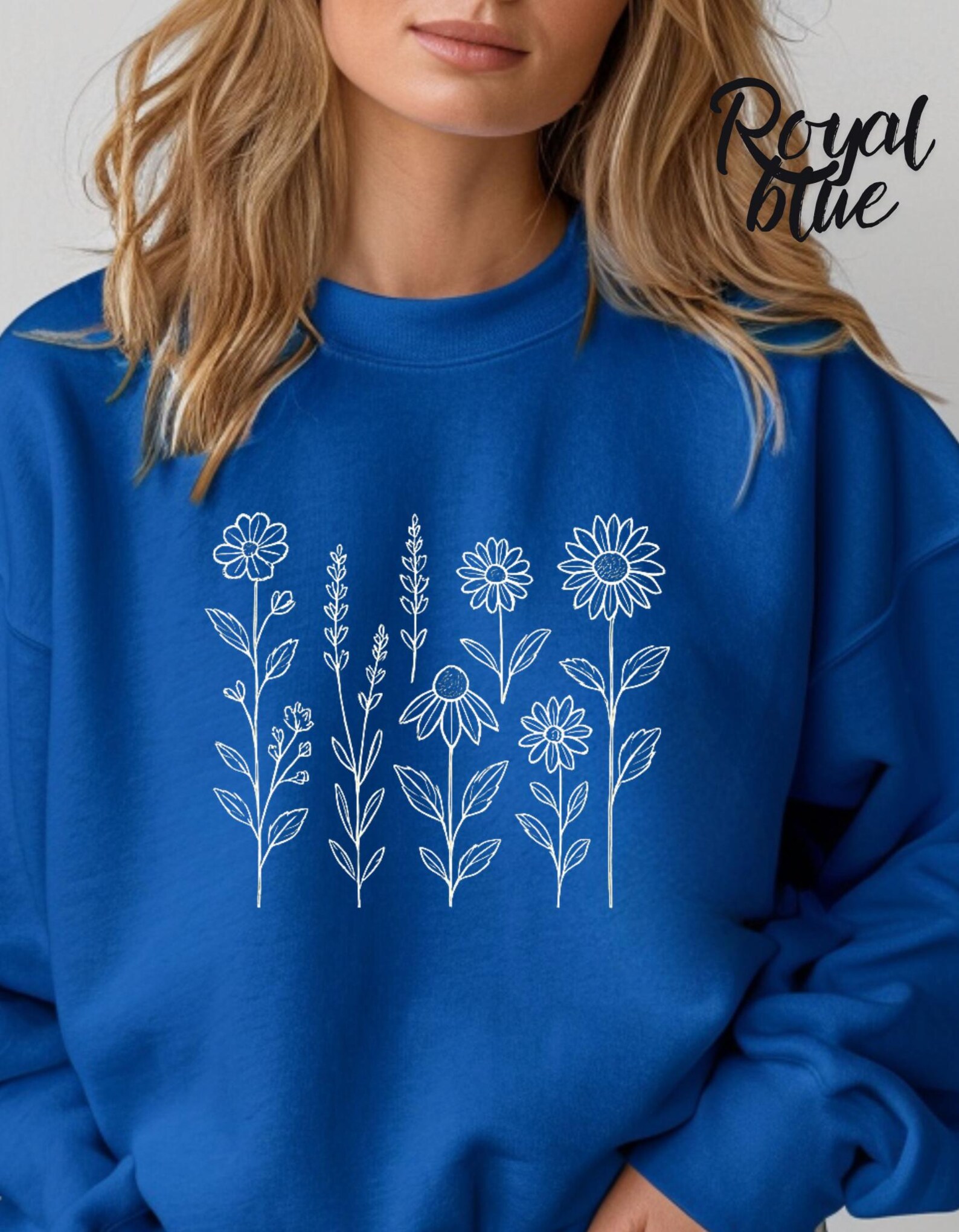 Floral Print Sweatshirt: Cotton-blend Fleece Crewneck - Autumn Apparel ...