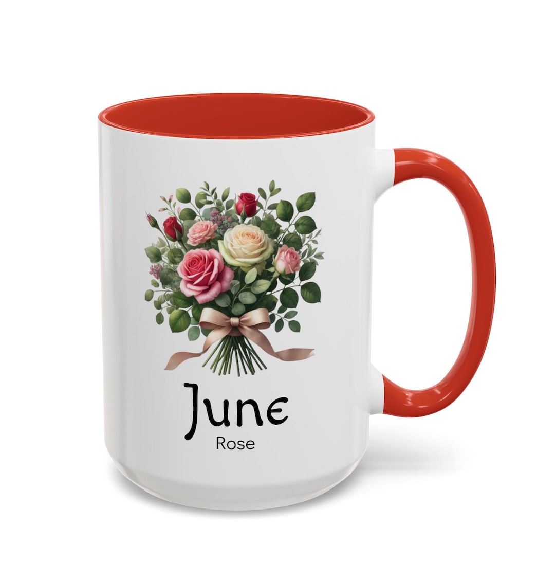 June Birth Flower Coffee Mug, Floral Accent Mug, Rose Mug, Best Seller ...