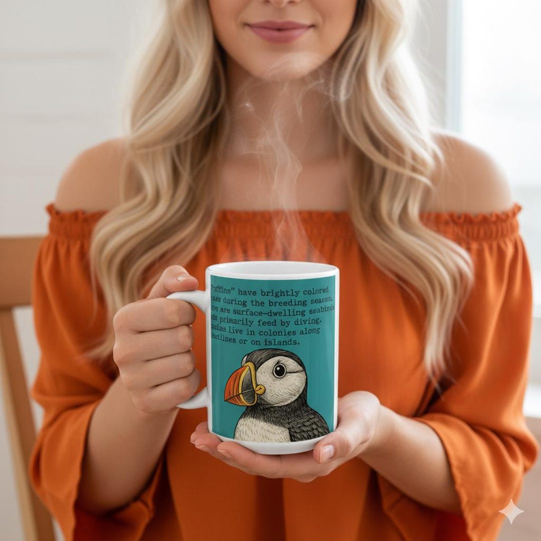 Puffin Bird Ceramic Mug - Motivational Puffin Quote, Coffee Lover Gift ...