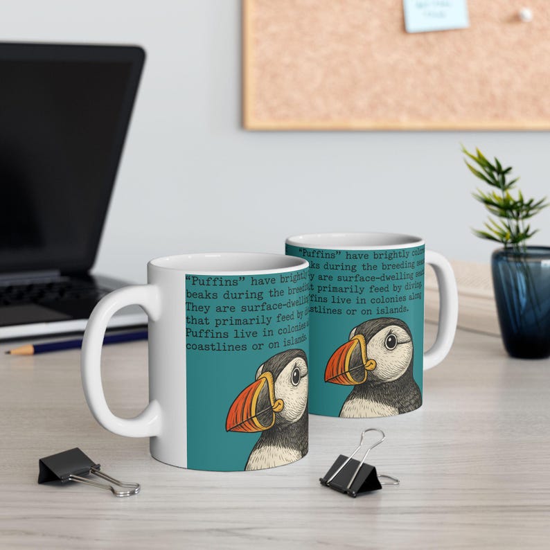 Puffin Bird Ceramic Mug - Motivational Puffin Quote, Coffee Lover Gift ...