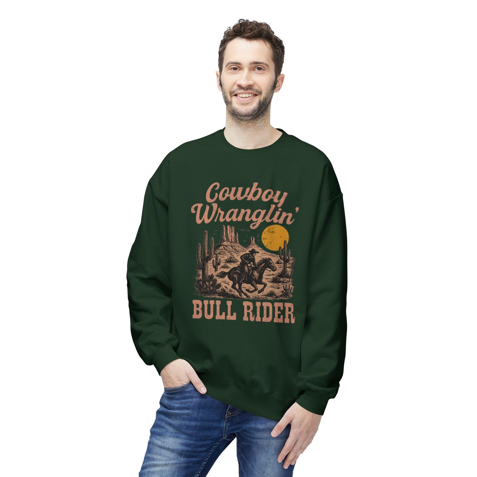 Vintage Cowboy Bull Rider Sweatshirt: Western Style Unisex Crewneck ...