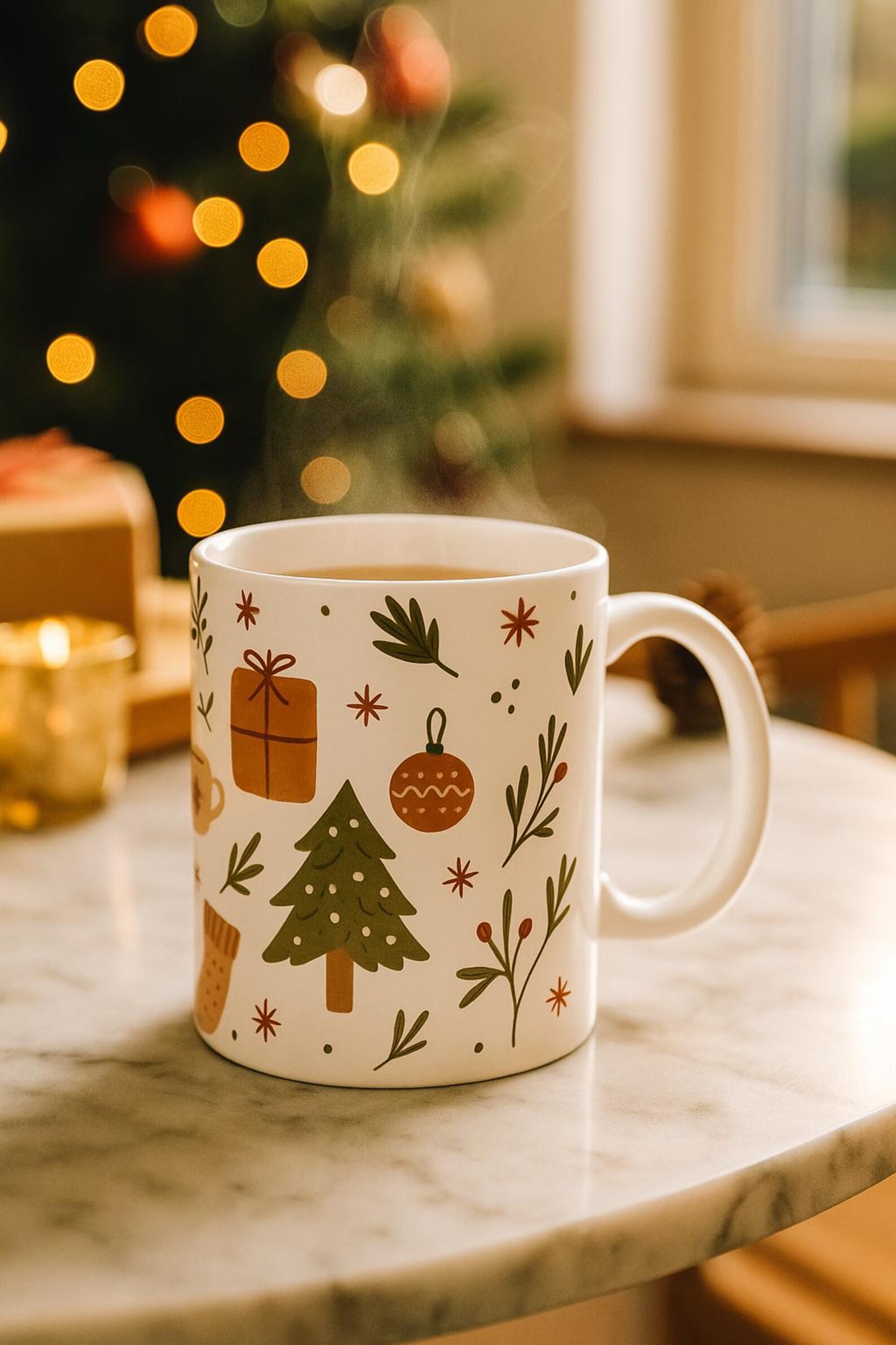 Christmas Ceramic Mug, Cozy Holiday Gift, Festive Drinkware, Winter ...