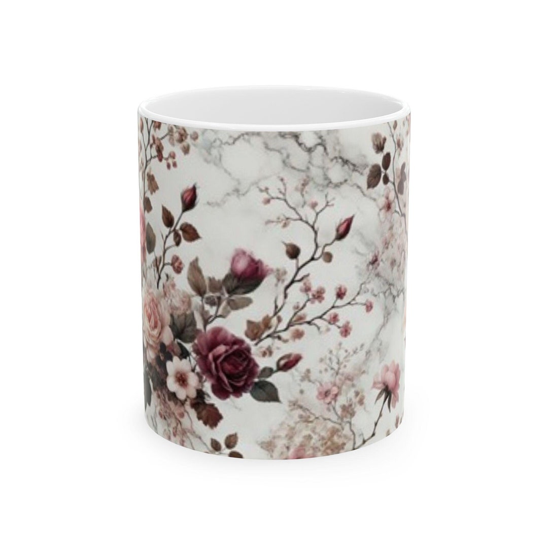 Floral Bloom Roses Mug, Rose Lovers Mug, Popular Drinkware, Friend Gift ...