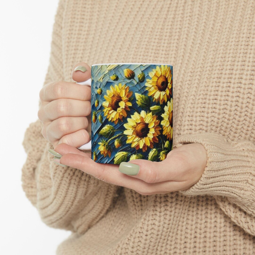 Sunflowers Mug, Floral Lovers Mug, Popular Drinkware, Friend Gift, Best ...