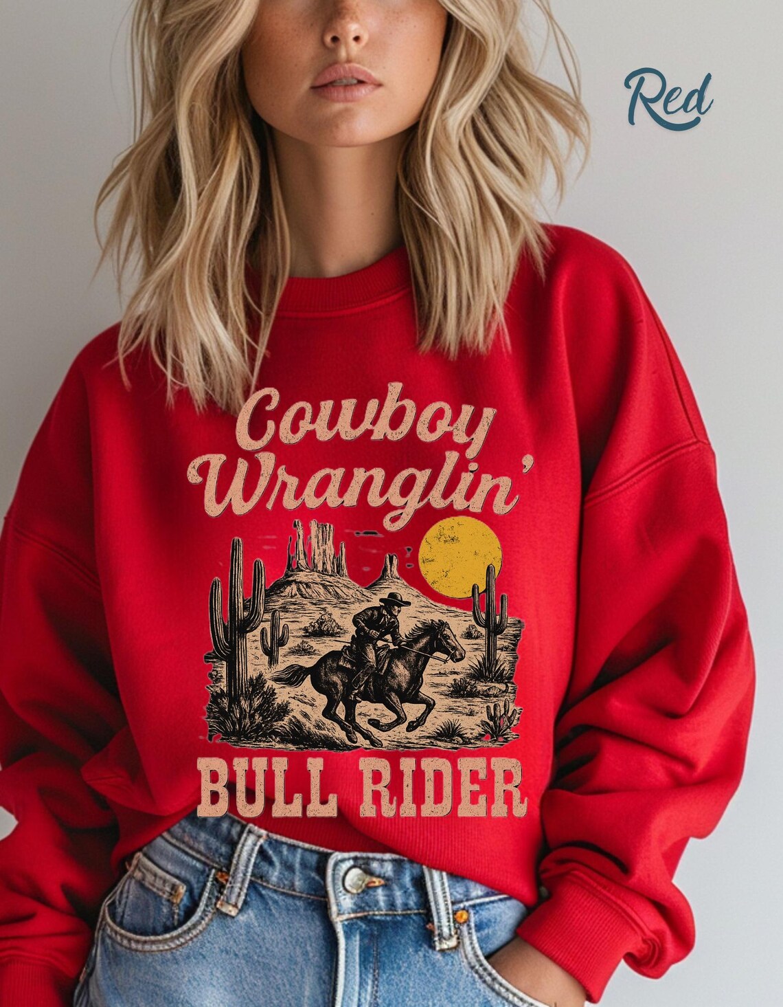 Vintage Cowboy Bull Rider Sweatshirt: Western Style Unisex Crewneck ...