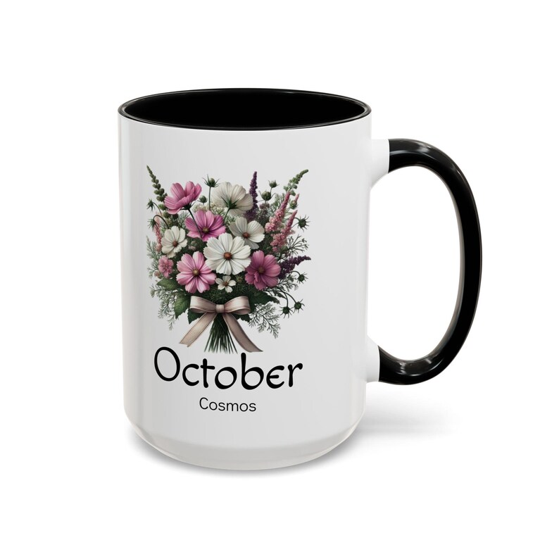 October Birth Flower Coffee Mug, Floral Accent Mug, Cosmos Mug, Best ...