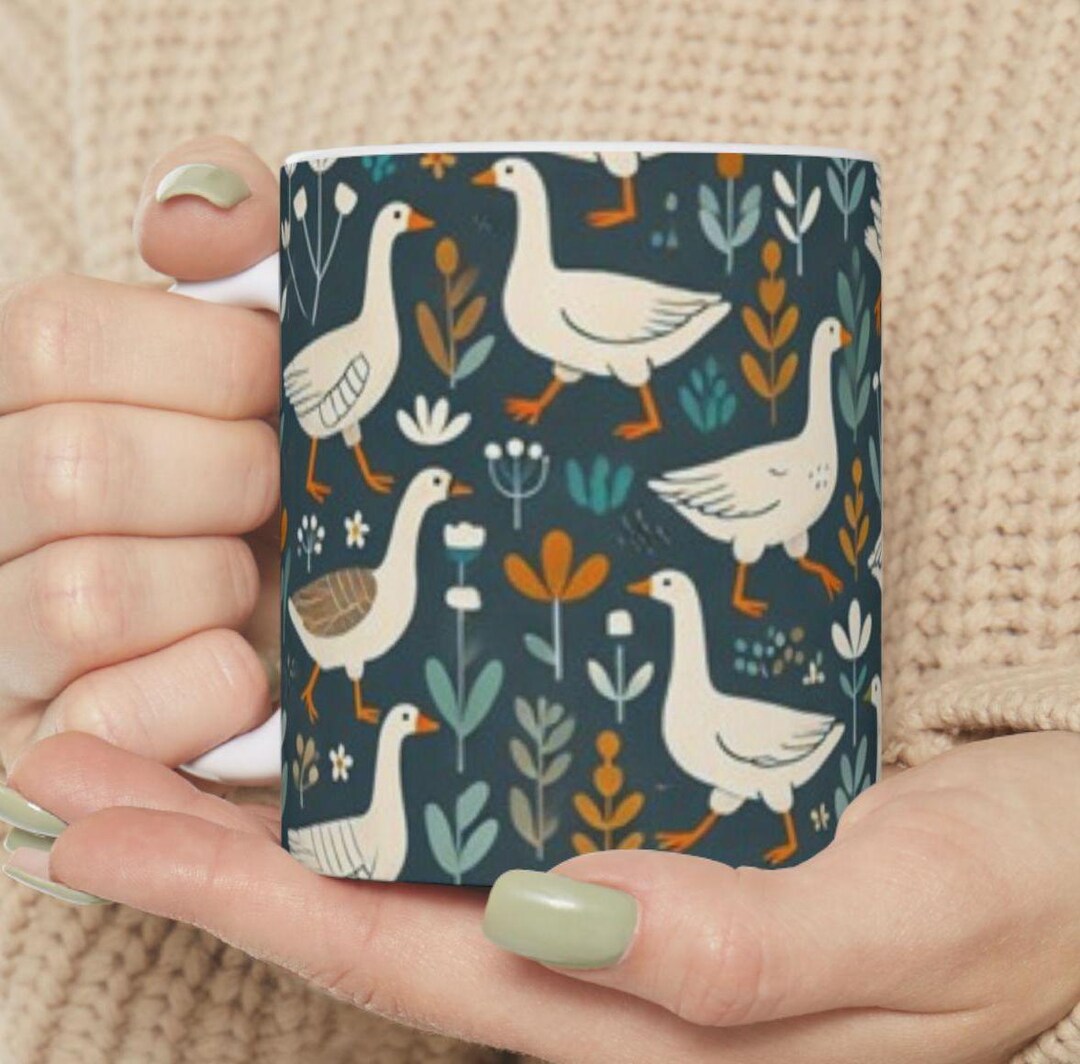 Goose Mug: Floral Pattern Ceramic Coffee Cup - Etsy