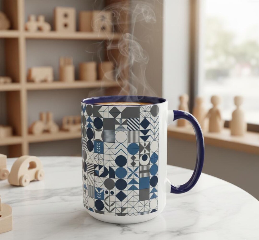 Geometric Shapes Lovers Mug: Ceramic Coffee Cup, Geometric Lover Gift ...