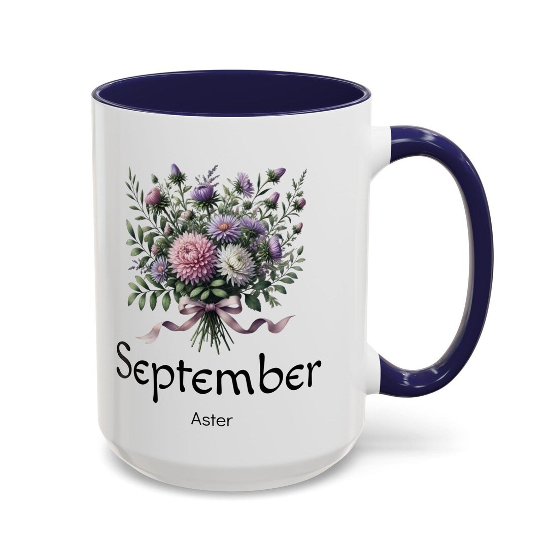 September Birth Flower Coffee Mug, Floral Accent Mug, Aster Mug, Best Seller Mugs, Botanical ...