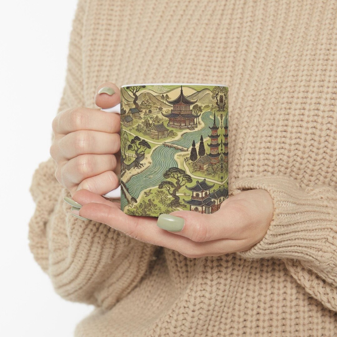 Asian Country Scene Mug: Japanese Landscape Ceramic Mug - Etsy