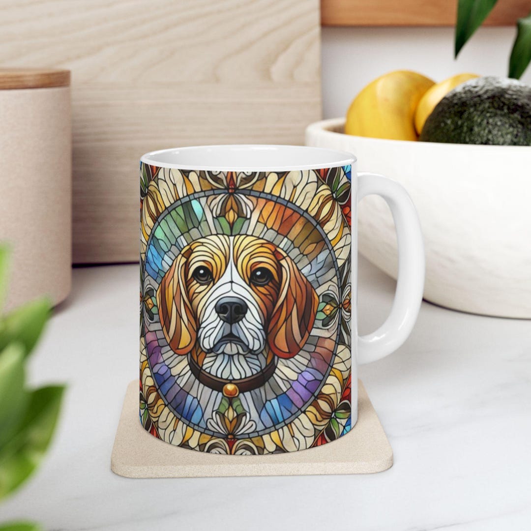 Beagle Stained Glass Mug, Beagle Lovers Mug, Dog Lovers Mug, Gift for ...