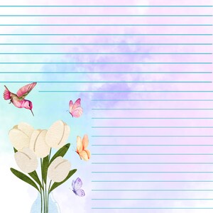 Pastel Floral Lined Digital Stationery | Printable Writing Paper With ...