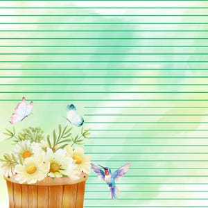 Daisy Floral Lined Writing Paper | Digital Stationery | Printable ...
